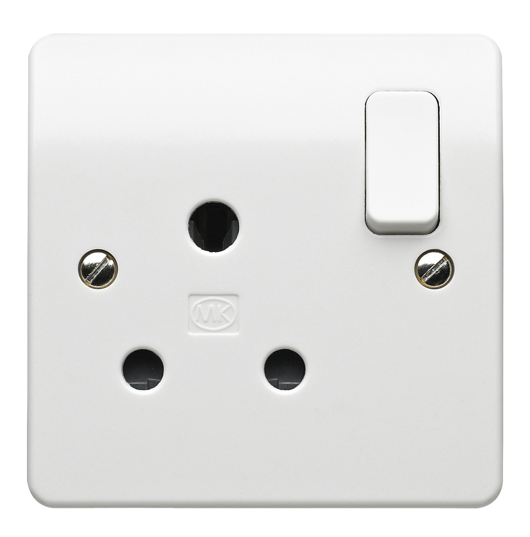 MK Logic Plus K2893WHI, 15A Single Switch Socket Round Pin