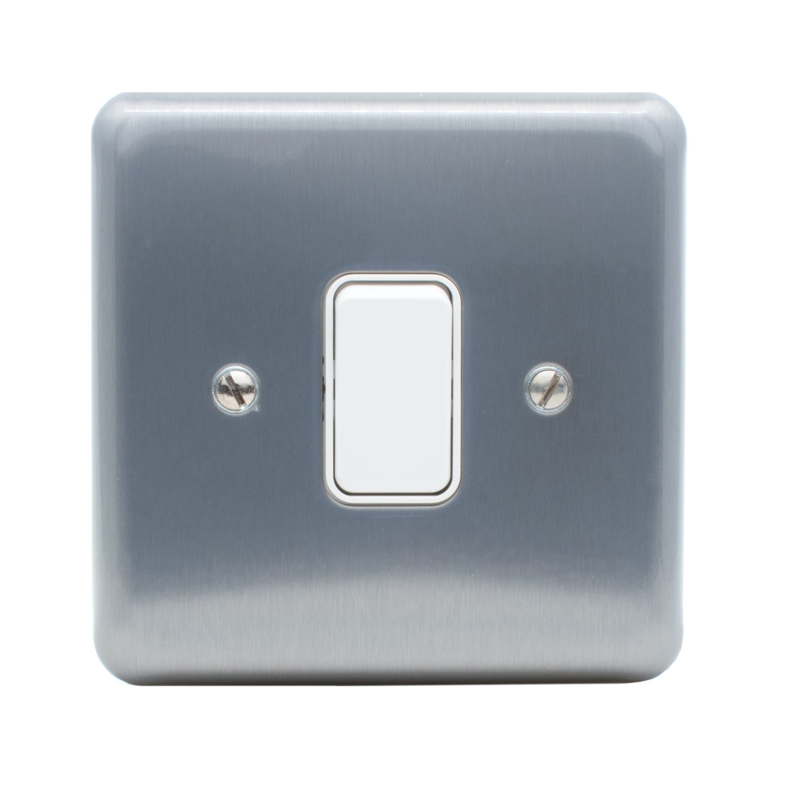 MK Albany Plus 20A Single Gang 2 Way Grid Switch in Brushed Chrome Fin