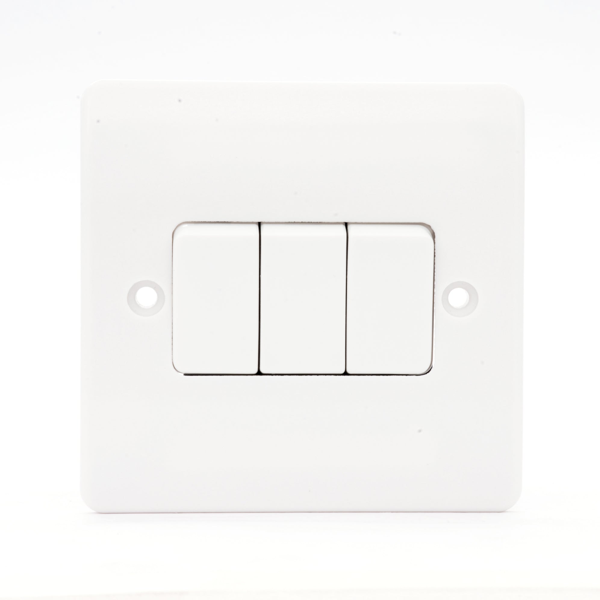 MK Logic Plus K4873SAWHI, 10A Three Gang 2 Way Plate Switch
