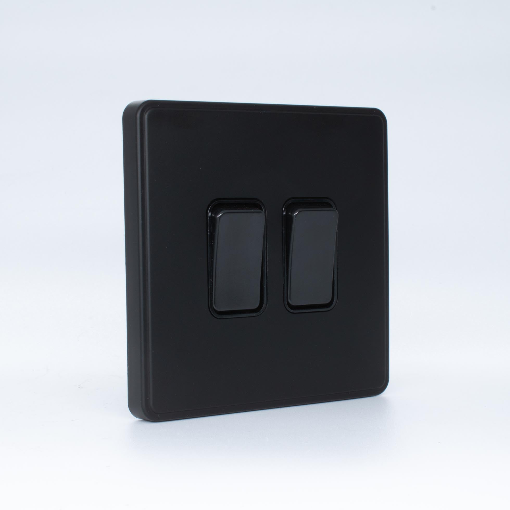 MK Dimensions Black Finish 10A Twin 1 Way Grid Switch
