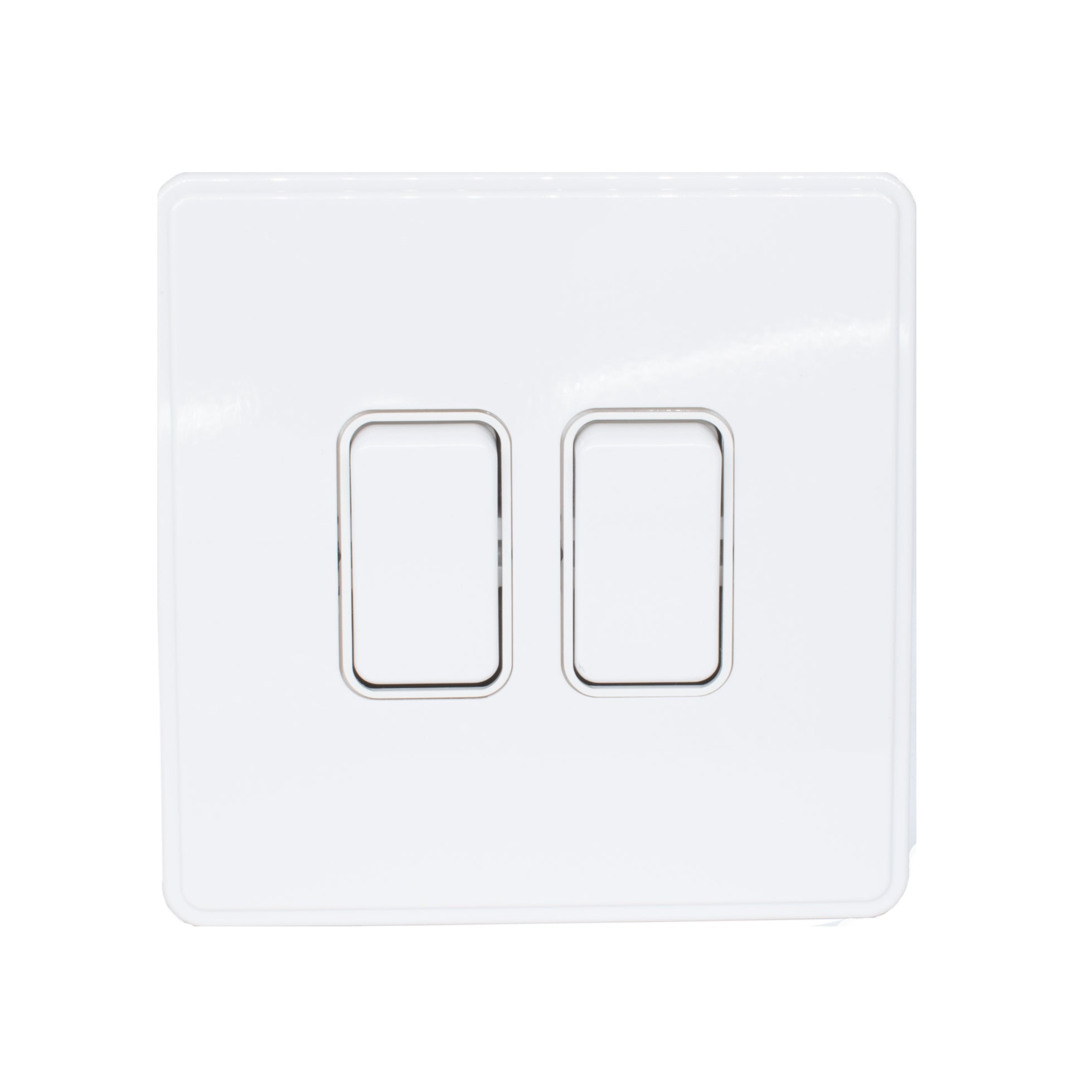MK Dimensions White Finish 10A Twin 2 Way Grid Switch