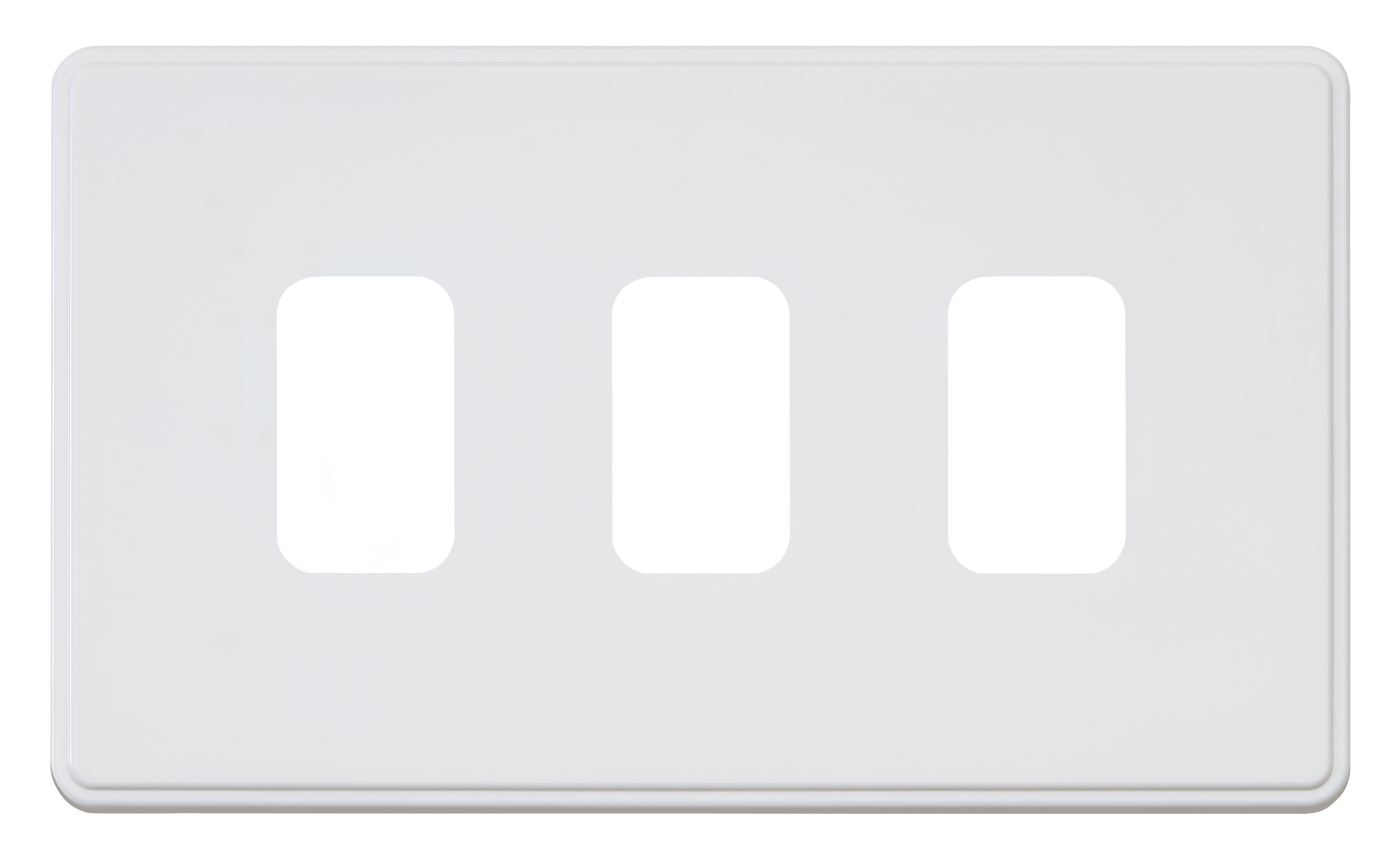 MK Dimensions KMH4333WHIC, Three Gang Grid Switch Front Plate in White