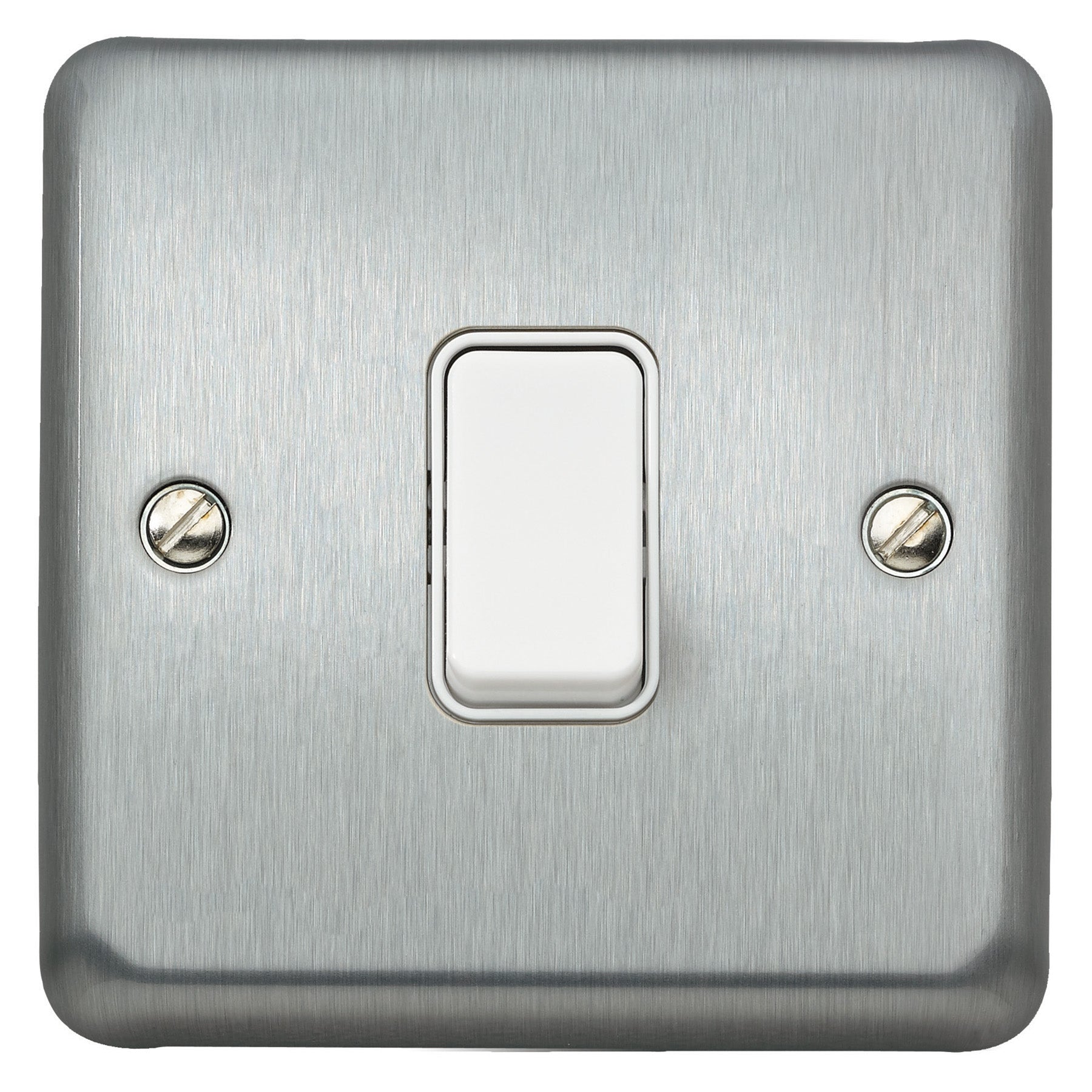 MK Albany Plus K4671BRC, 10A One gang 2 Way Plate Switch in Brushed Ch